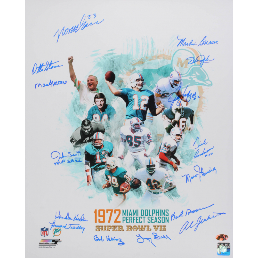 1972 Dolphins 16x20 Photo Signed by (15) with Mercury Morris, Jim ...