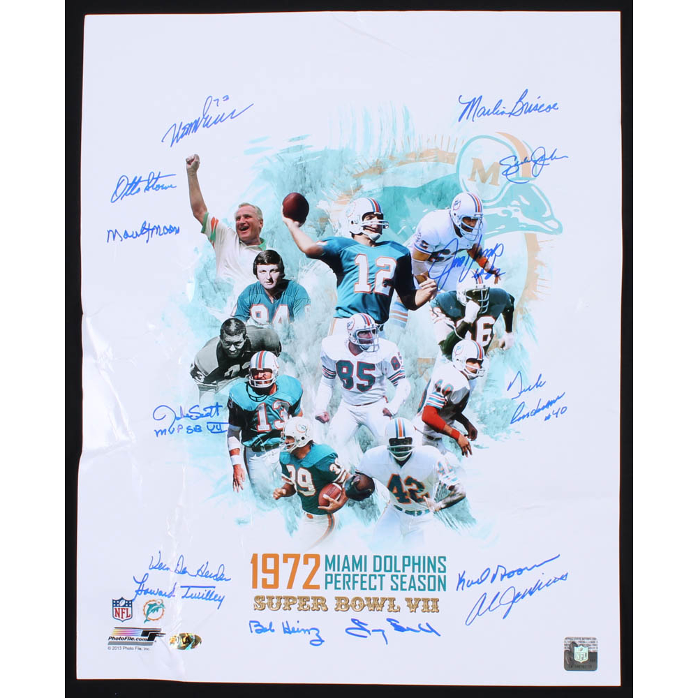 1972 Dolphins "Perfect Season" 16x20 Photo Team-Signed by (14) with ...