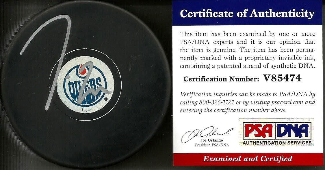 Jordan Eberle Signed Oilers Logo Hockey Puck (PSA COA) | Pristine Auction