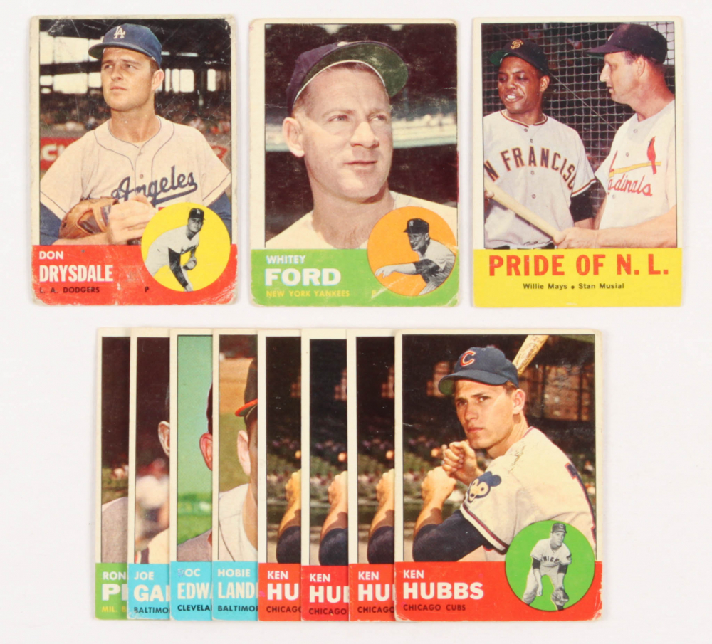 Lot of (11) 1963 Topps Baseball Cards with #138 Pride of NL / Willie ...