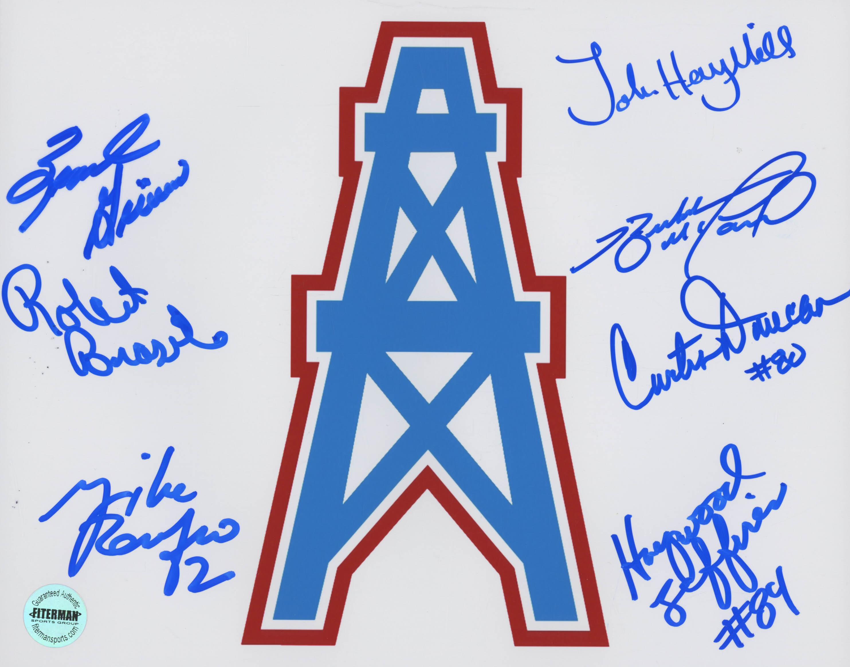 Oilers 8x10 Photo Signed by (7) with Haywood Jeffries, Curtis Duncan ...