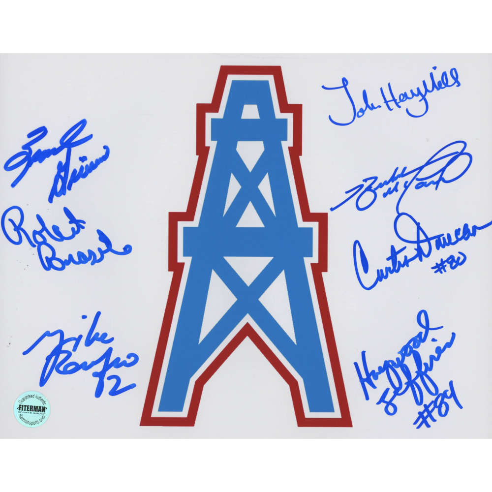 Oilers 8x10 Photo Signed by (7) with Haywood Jeffries, Curtis Duncan ...