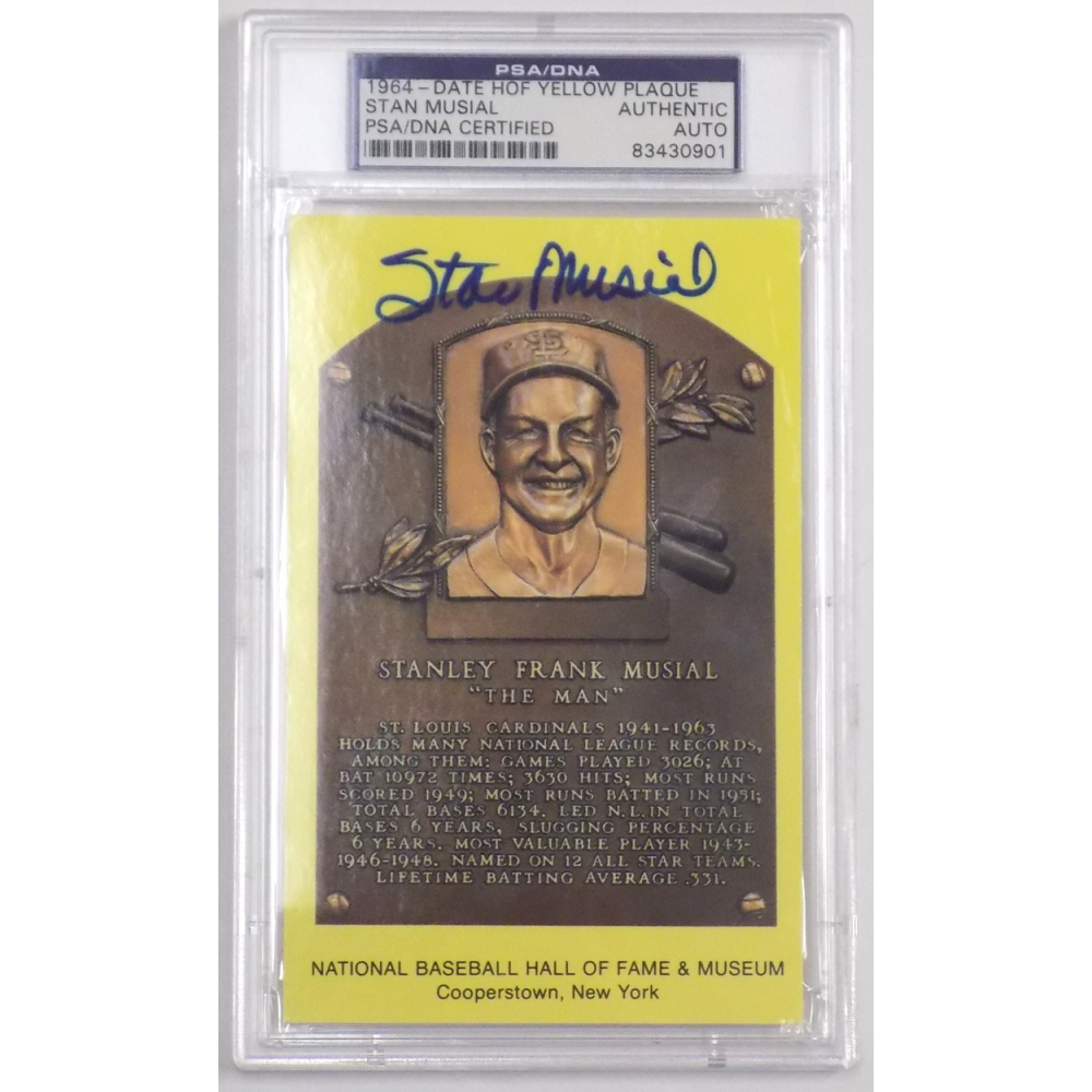 Stan Musial Signed Hall of Fame Plaque Postcard (PSA Encapsulated ...