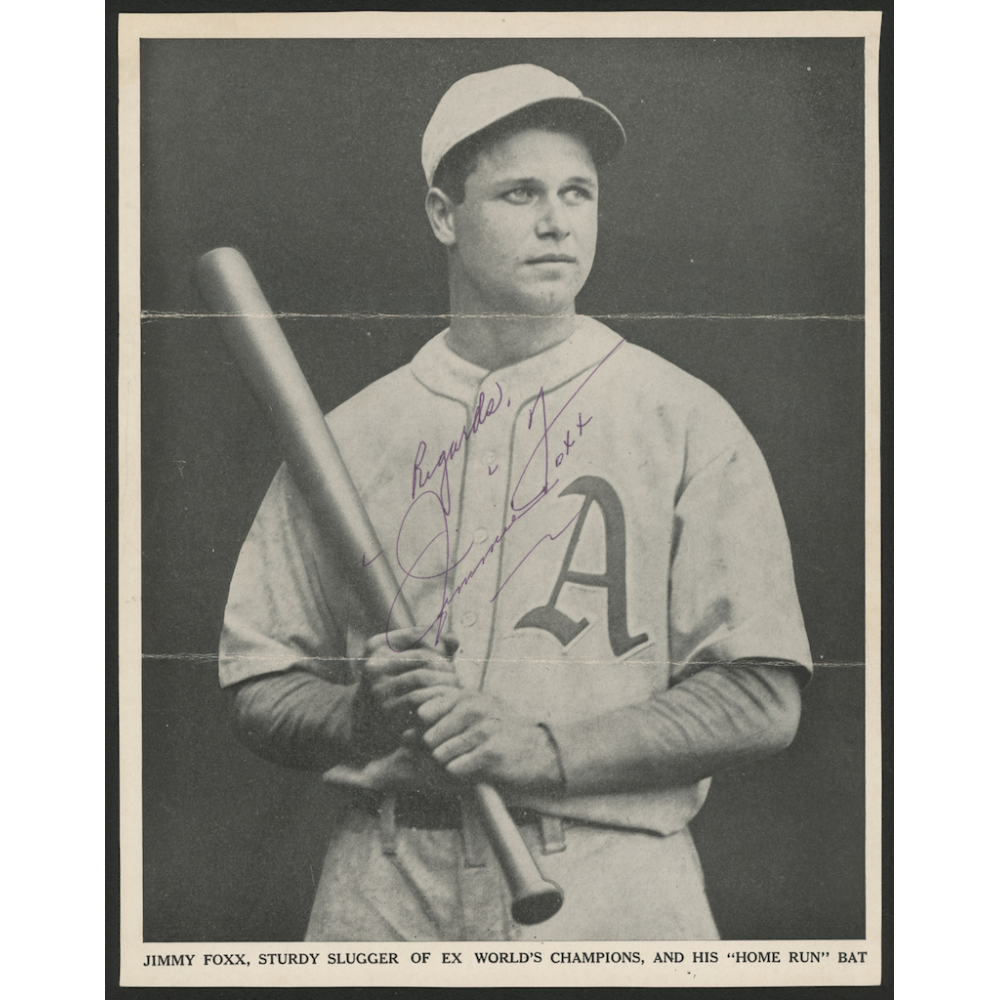 Jimmie Foxx Signed Athletics 8x10 Magazine Photo Inscribed "Regards ...