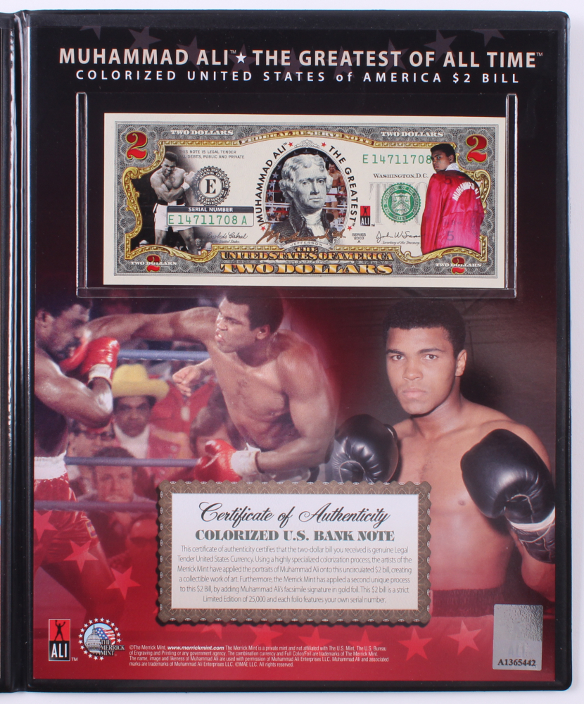 Muhammad Ali Limited Edition Colorized Genuine Legal Tender U.S. $2 ...