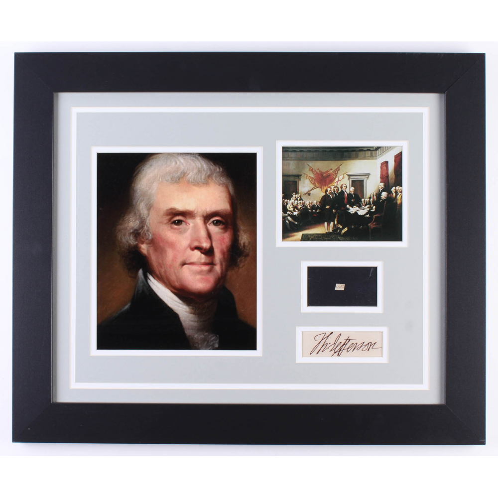 Thomas Jefferson Custom Framed 19.5x23.5 Display with (1) Hand-Written ...