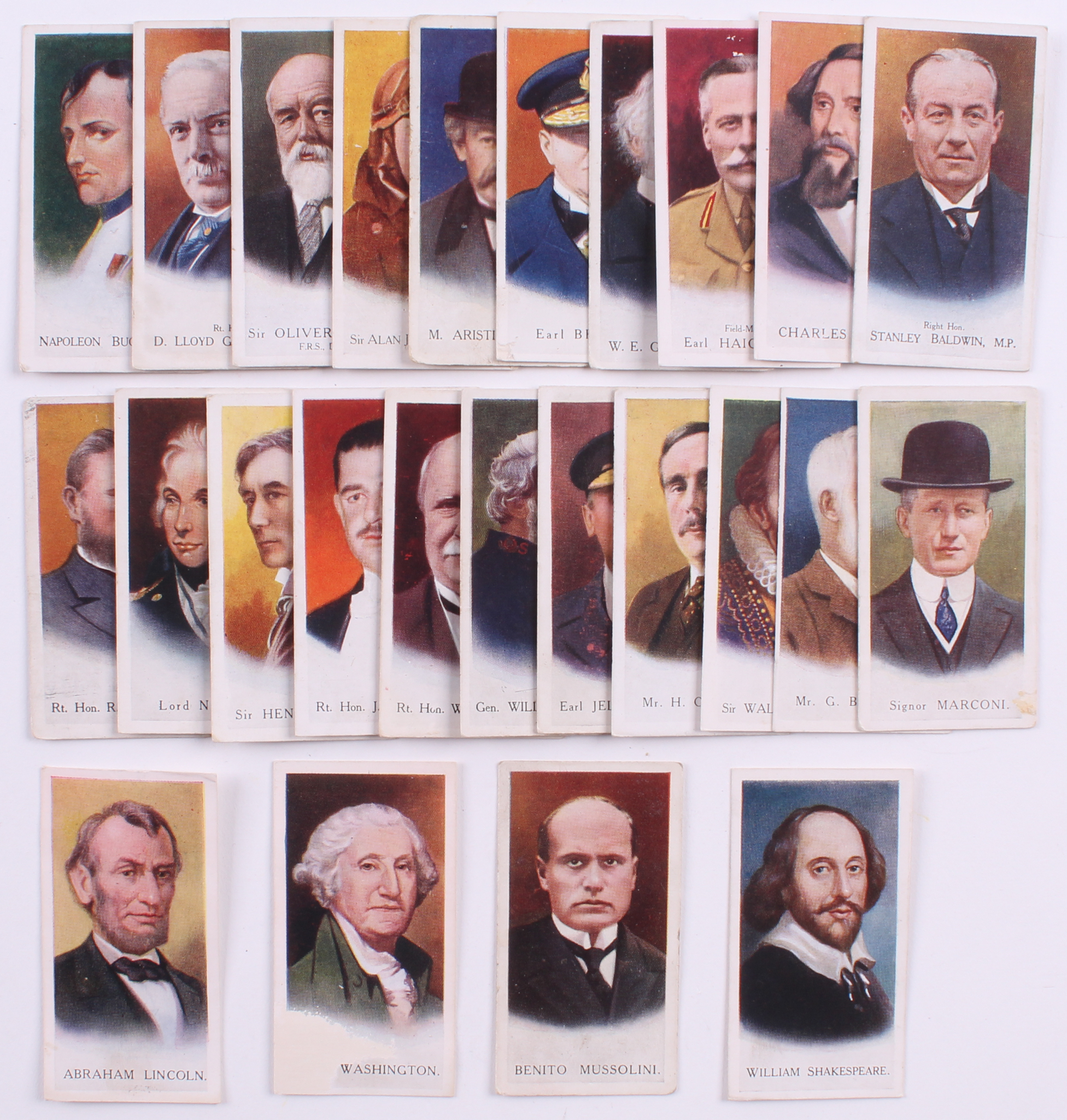 1927 Carreras "Famous Men" Complete Set of (25) Cards with Abraham ...