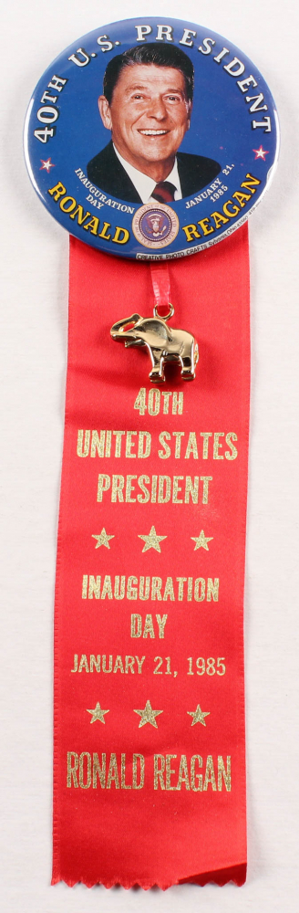 Vintage 1985 Ronald Reagan Inauguration Pin & Ribbon | Pristine Auction
