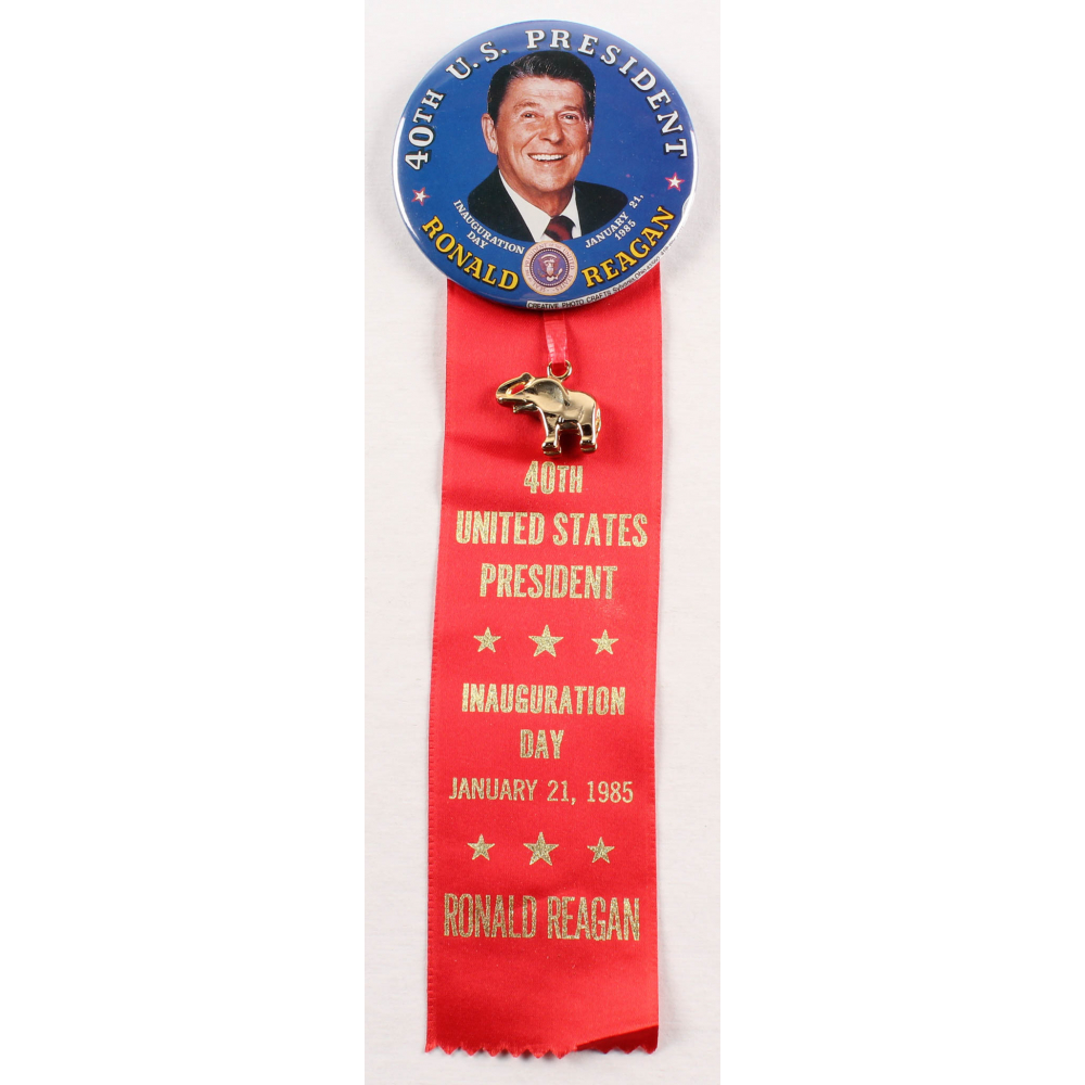 Vintage 1985 Ronald Reagan Inauguration Pin & Ribbon | Pristine Auction