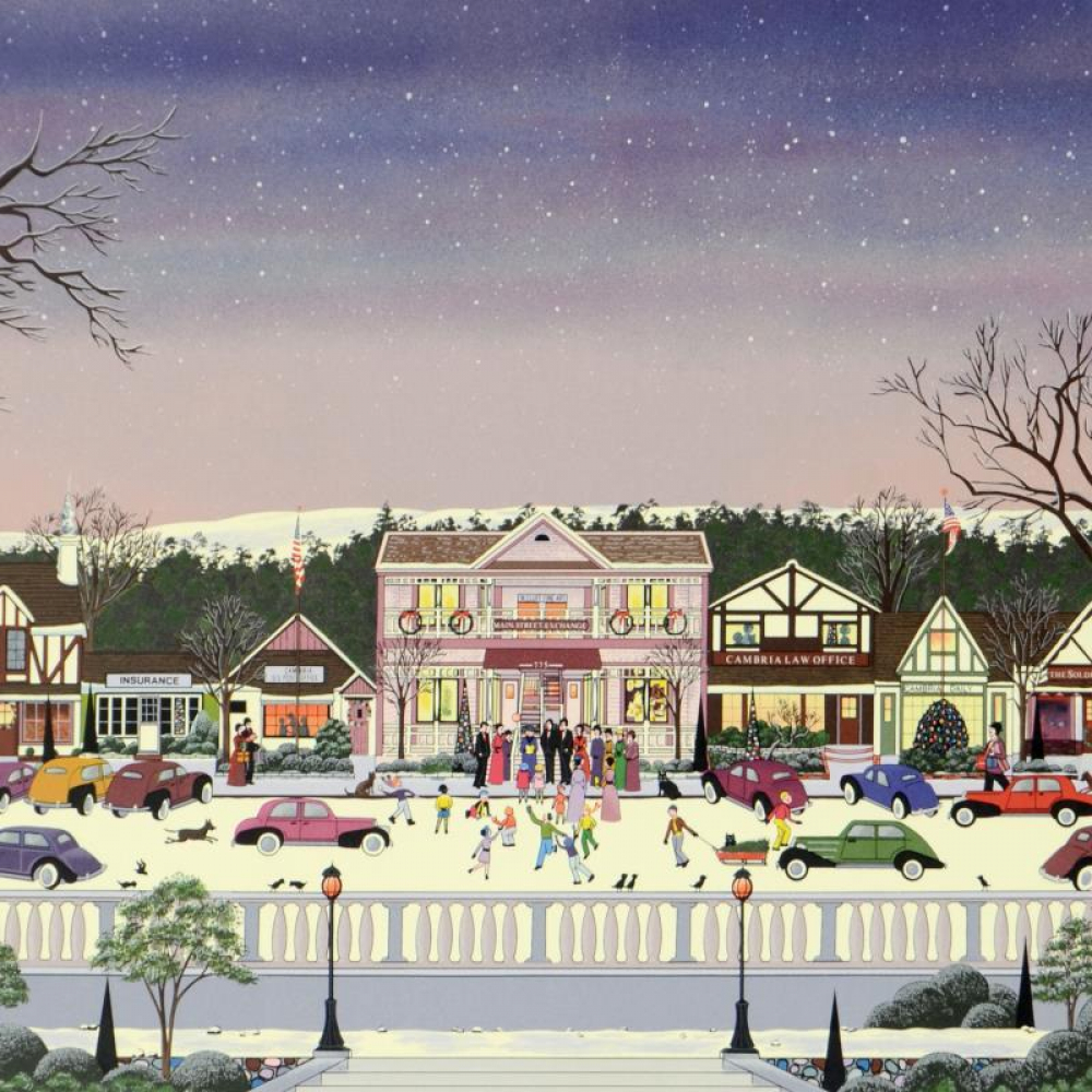 Nobuo Watanabe Signed "Christmas In Cambria" LE 26x39 Serigraph (PA) | Pristine Auction