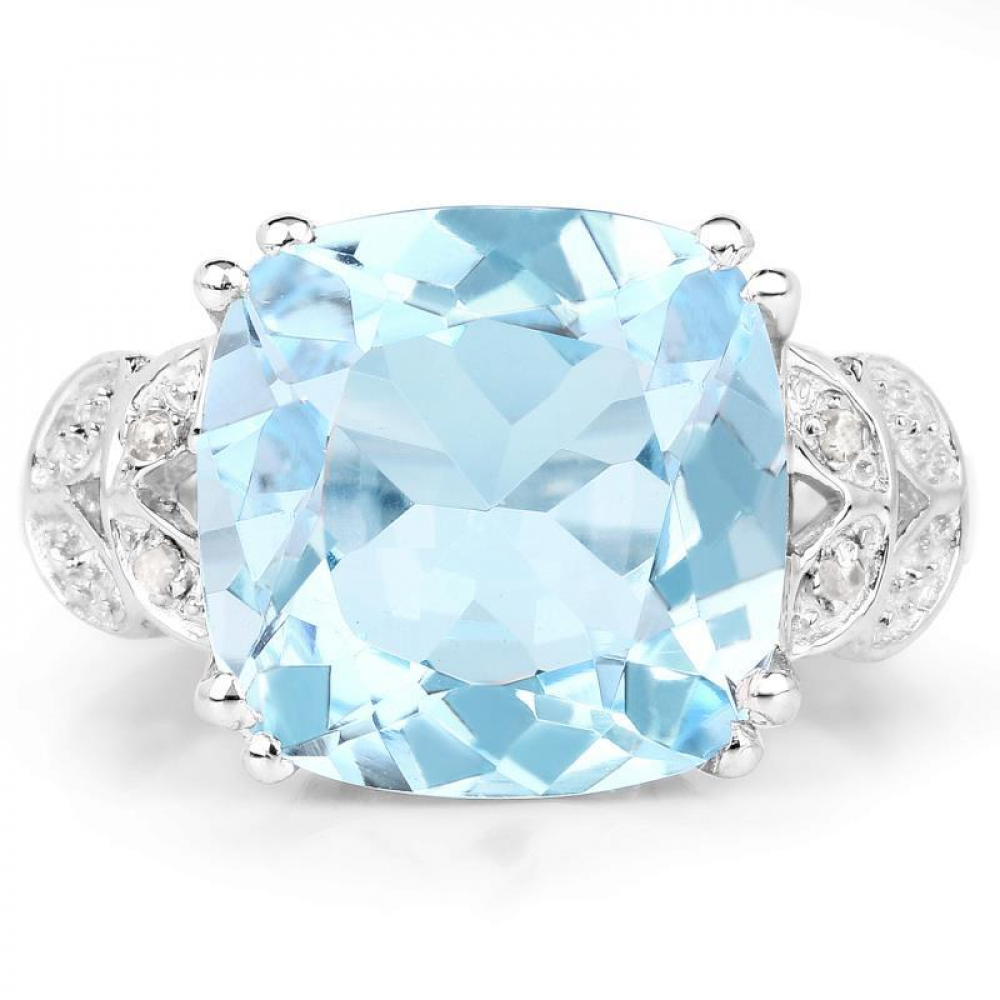 6 97 Carat Genuine Blue Topaz White Diamond 925 Sterling Silver Ring 6 97 Carat Genuine Blue Topaz White Diamond 925 Sterling Silver Ring