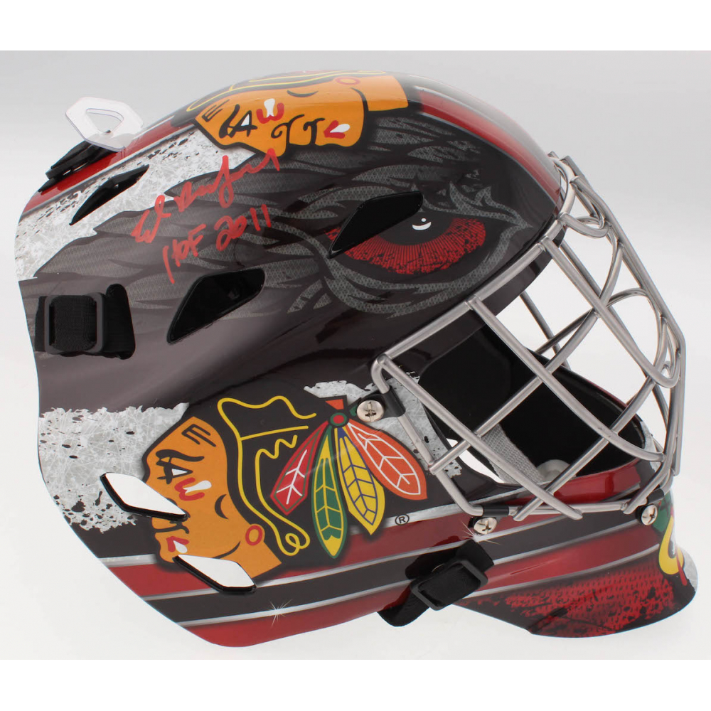 Ed Belfour Signed Chicago Blackhawks Full-Size Goalie Mask Inscribed ...