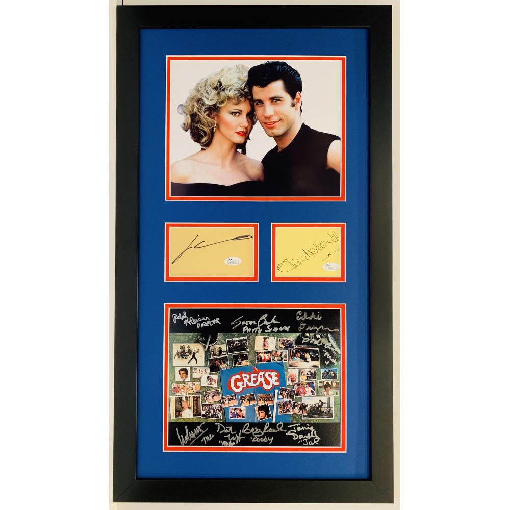 "Grease" 16x28 Custom Framed Photo & Cut Display Signed by (10) with ...