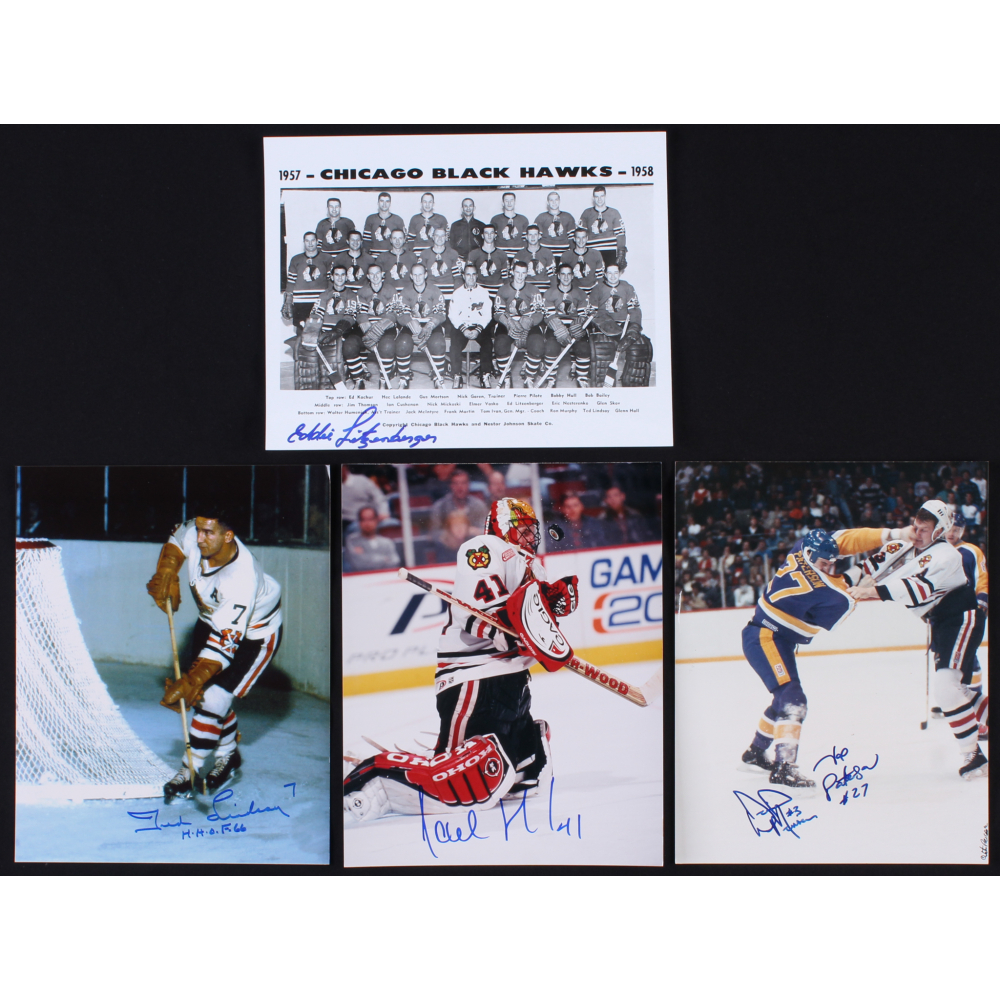 Lot of (4) Chicago Blackhawks Signed 8x10 Photos with Ted Lindsay, Joe ...