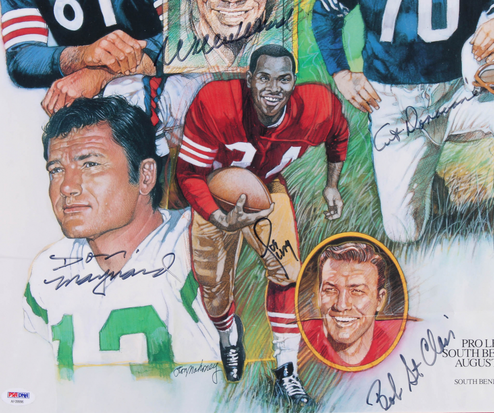 Multi-Signed Football Hall Of Famers 24x30 Custom Framed Poster Signed ...