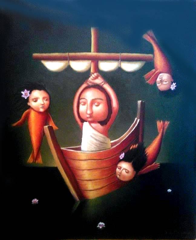 R S Pinon Signed "Jason" 23.5x26.5 Original Oil Painting on Canvas (PA ...