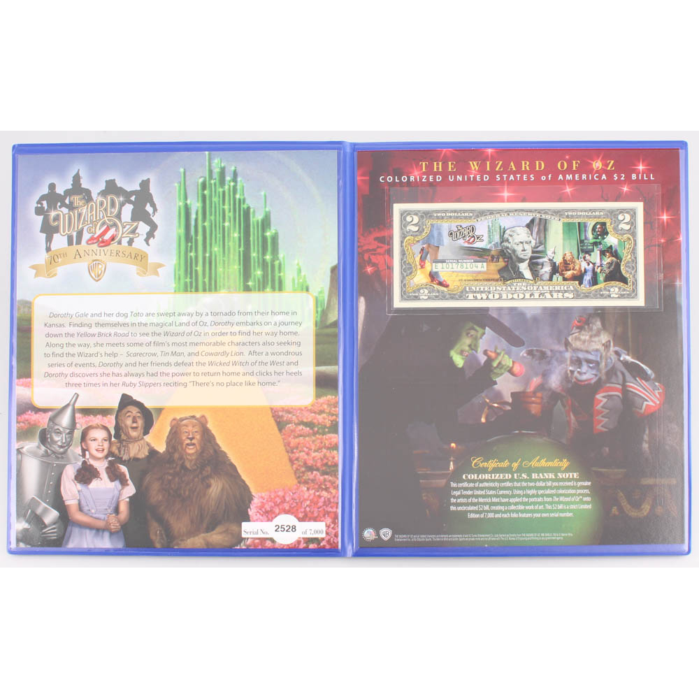 The Wizard of Oz Colorized $2 Commemorative Bank Note | Pristine Auction
