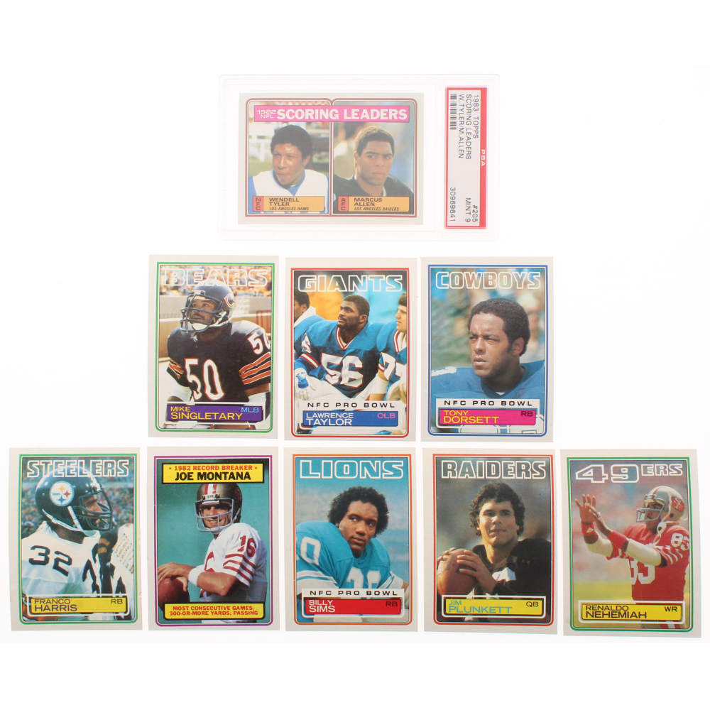 Lot of (10) 1983 Topps Football Cards with #205 Scoring Leaders Wendell ...