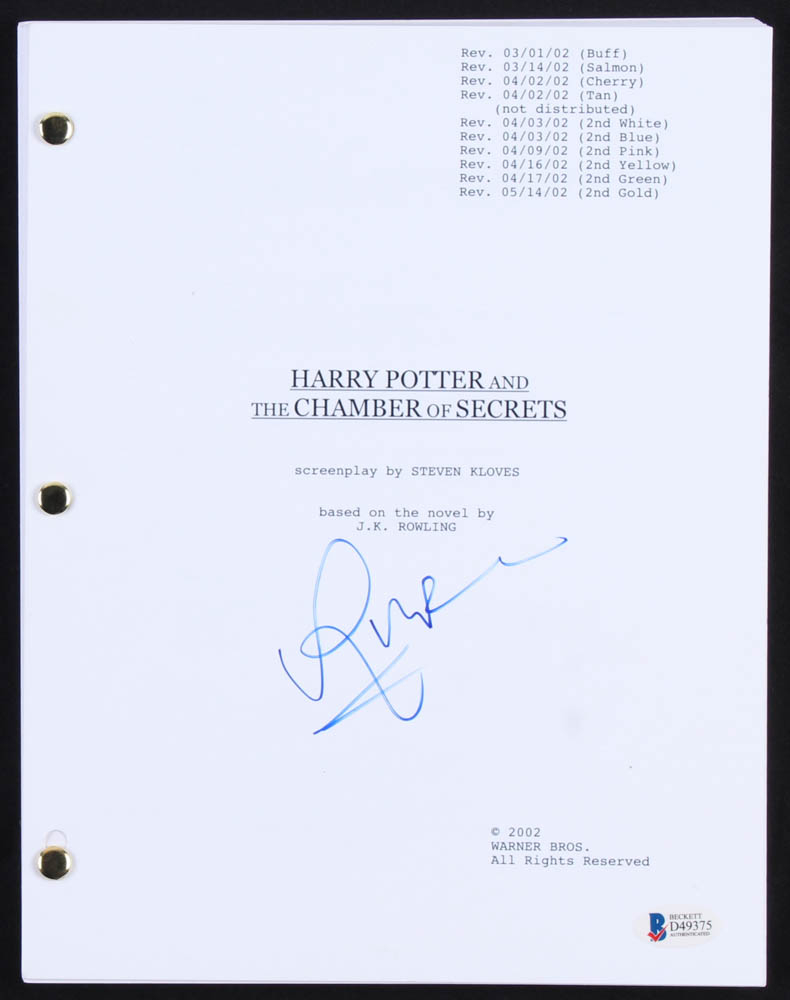 Rupert Grint Signed "Harry Potter and The Chamber of Secrets" Full ...