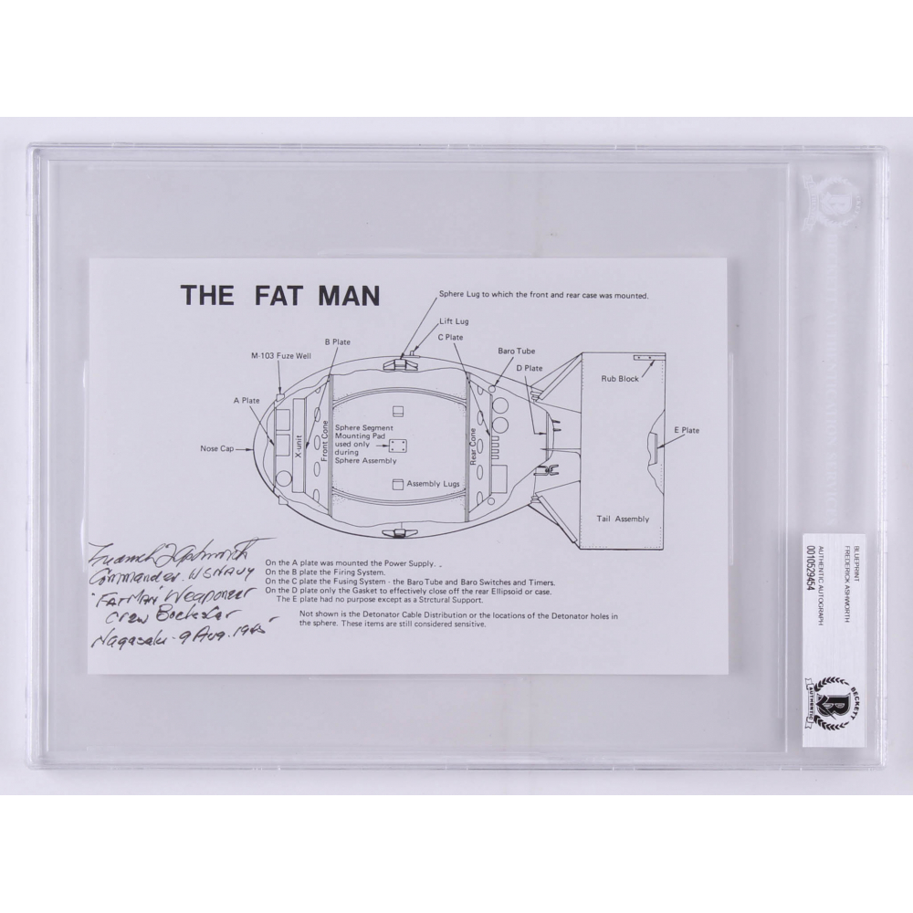 Frederick Ashworth Signed "The Fat Man" 6x9 Blueprint Page with ...