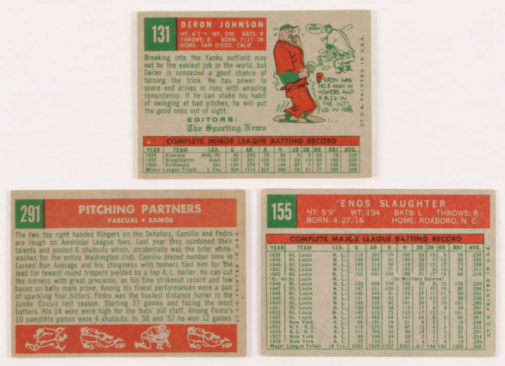 Lot of (28) 1959 Topps Baseball Cards With #155 Enos Slaughter, #291 ...