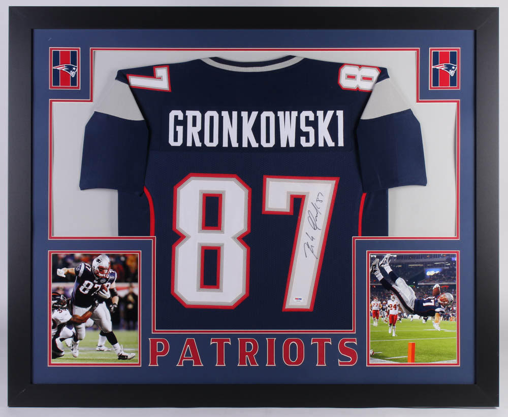 Rob Gronkowski Signed New England Patriots 35x43 Custom Framed Jersey ...