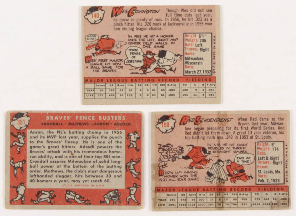 Lot of (30) 1958 Topps Baseball Cards With #351 Braves Fence Busters ...