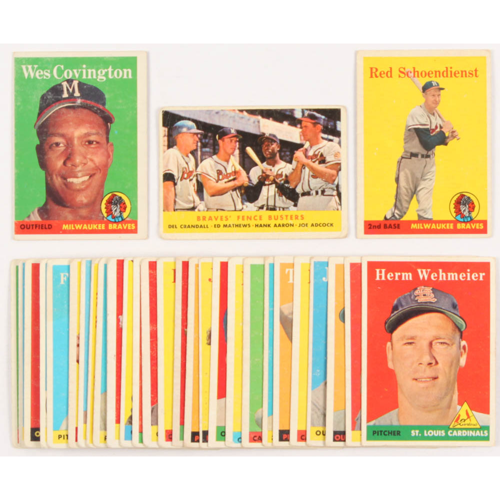 Lot of (30) 1958 Topps Baseball Cards With #351 Braves Fence Busters ...