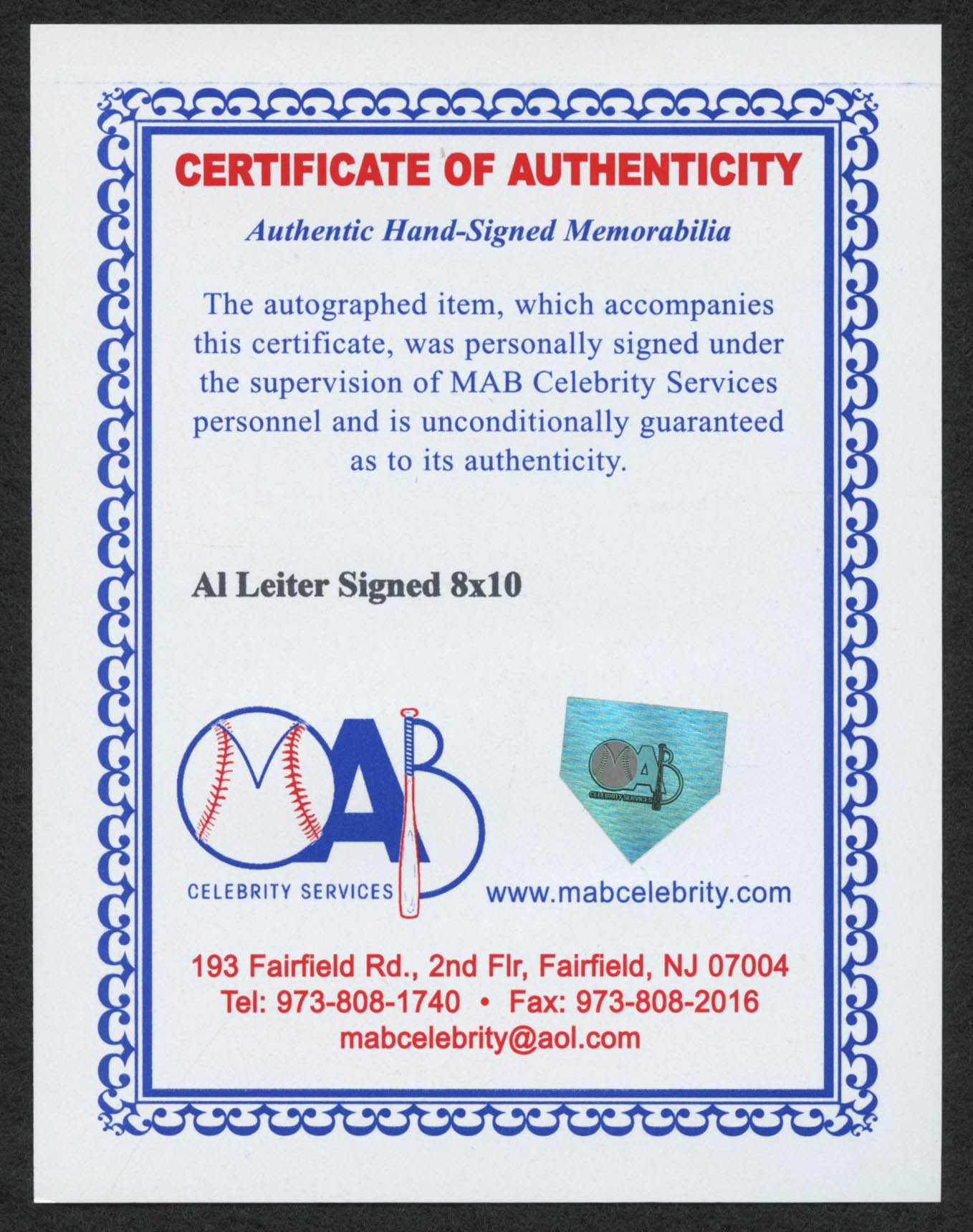 Al Leiter Signed New York Mets 8x10 Photo (MAB COA) | Pristine Auction