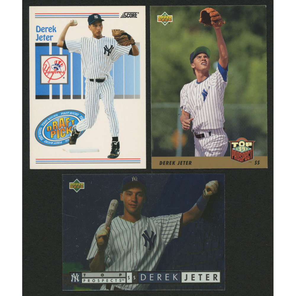 Lot of (3) Derek Jeter Baseball Cards with 1993 Score #489 RC, 1993 ...