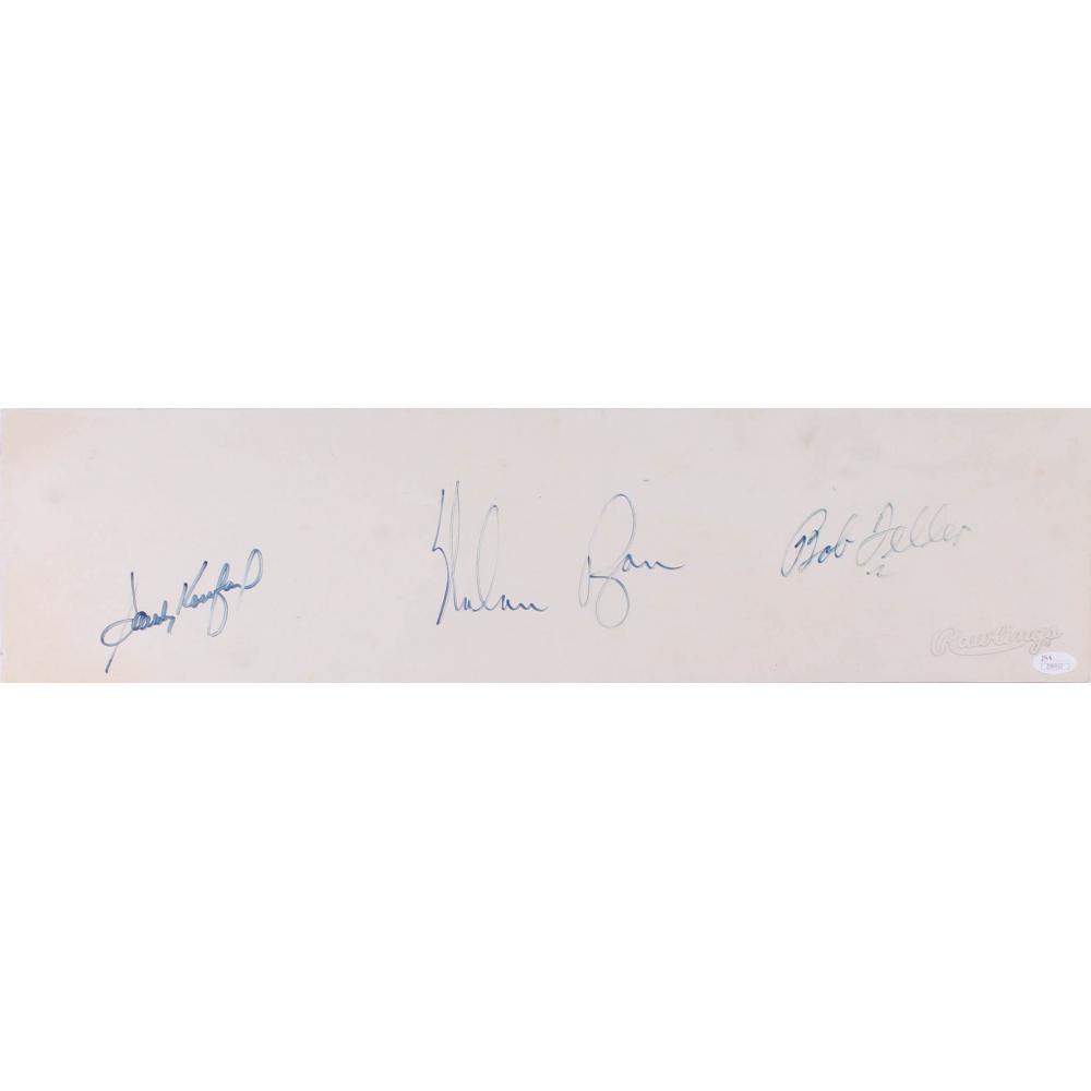 Sandy Koufax, Nolan Ryan, & Bob Feller Signed Pitching Rubber (JSA LOA ...
