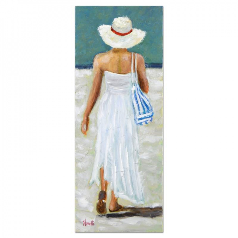 Michael Maselli Signed "Ocean Walk" 14x36 Original Acrylic Painting on ...