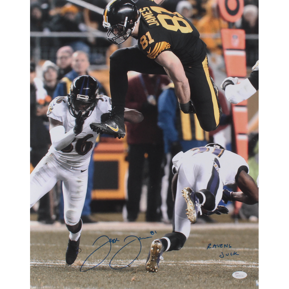 Jessie James Signed Pittsburgh Steelers 16x20 Photo Inscribed "Ravens ...
