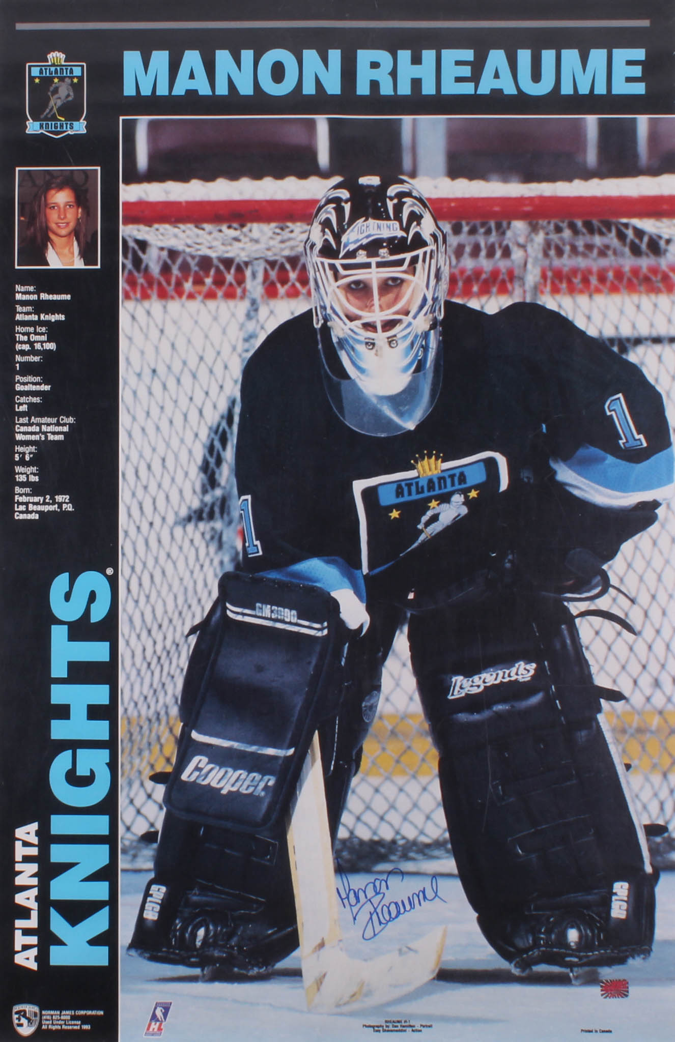 Manon Rheaume Signed Atlanta Knights 22x33 Poster (Your Sports ...