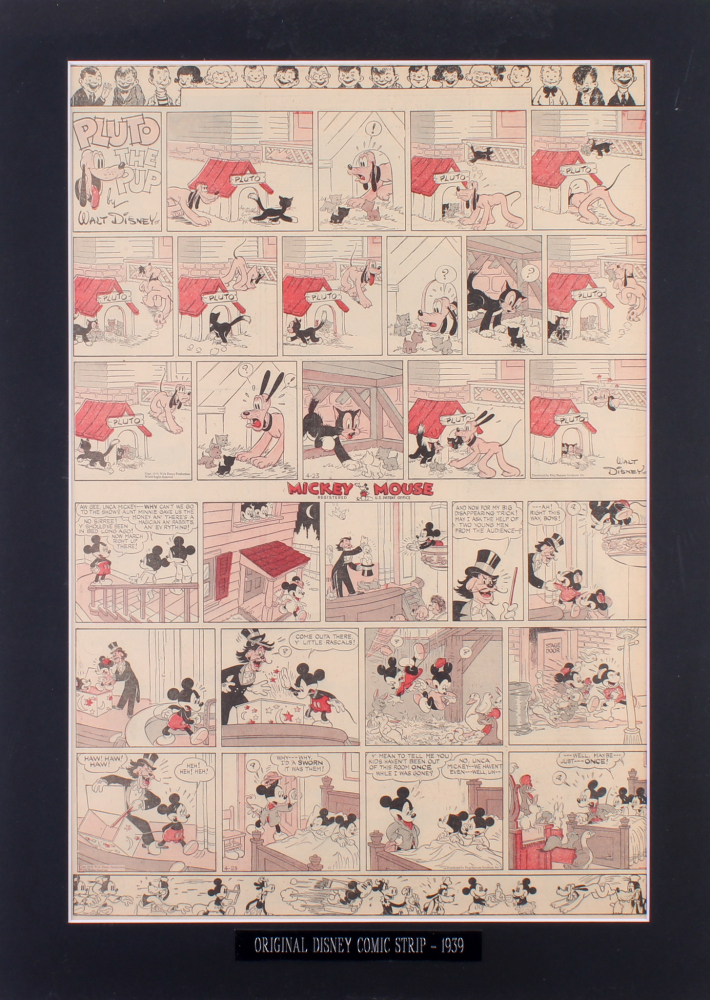 1939 "Pluto the Pup" & "Mickey Mouse" 18x25 Custom Matted Original ...