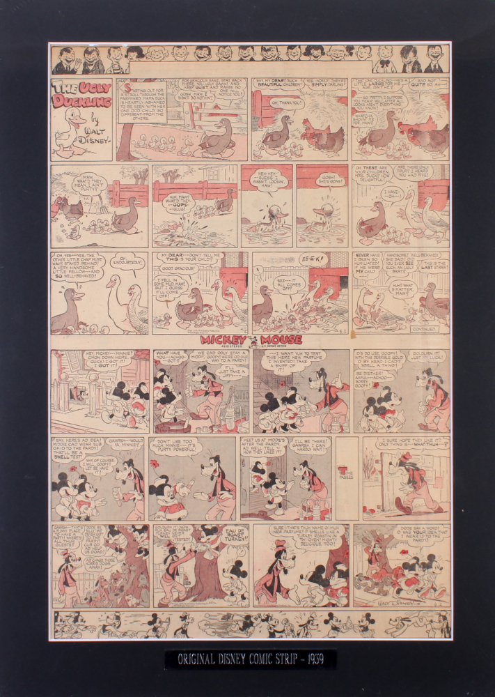 1939 "The Ugly Duckling" & "Mickey Mouse" 18x25 Custom Matted Original ...