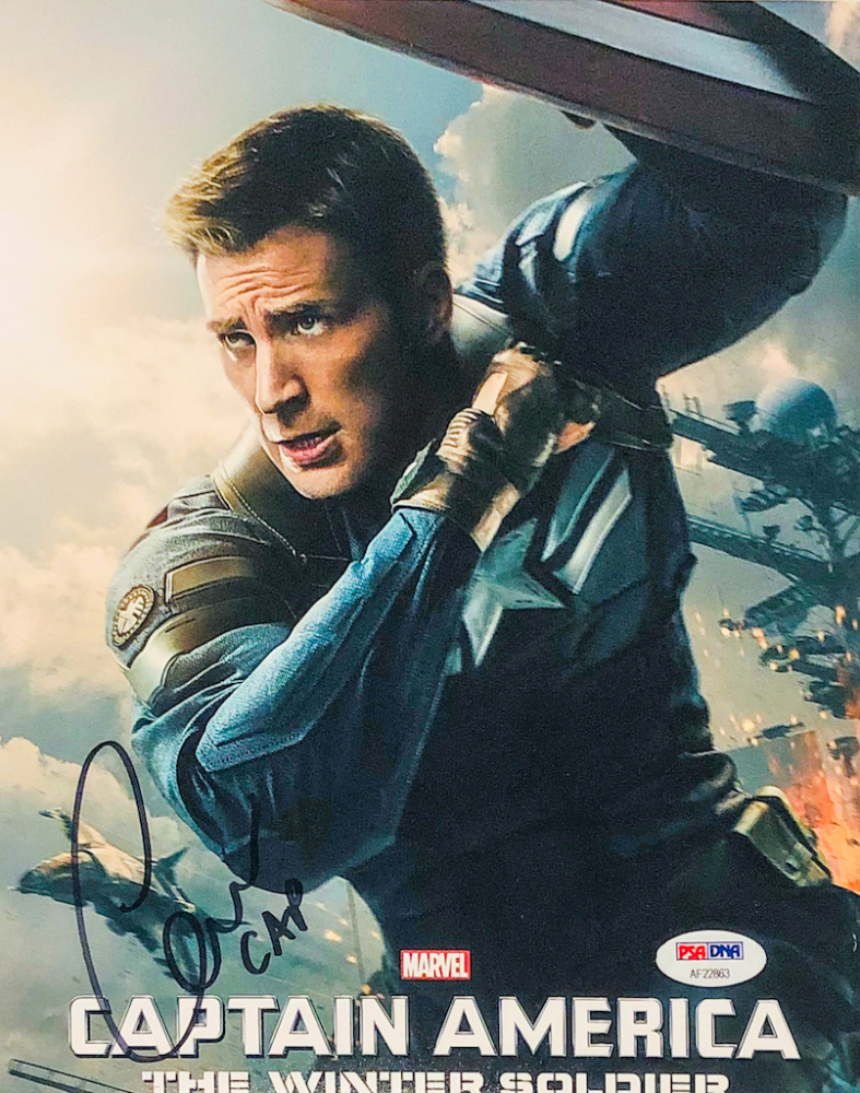 Chris Evans Signed "Captain America" 8x10 Photo Inscribed "Cap" (PSA ...