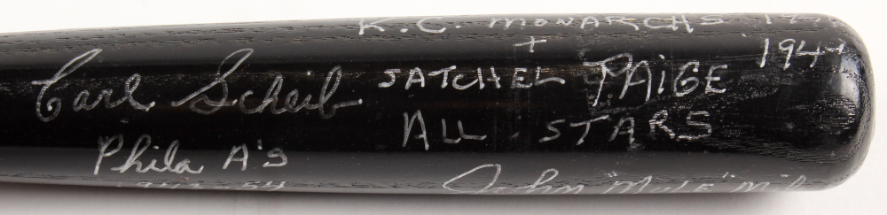 Rawlings Mini Baseball Bat Signed by (5) with John Mule Miles, Carl ...