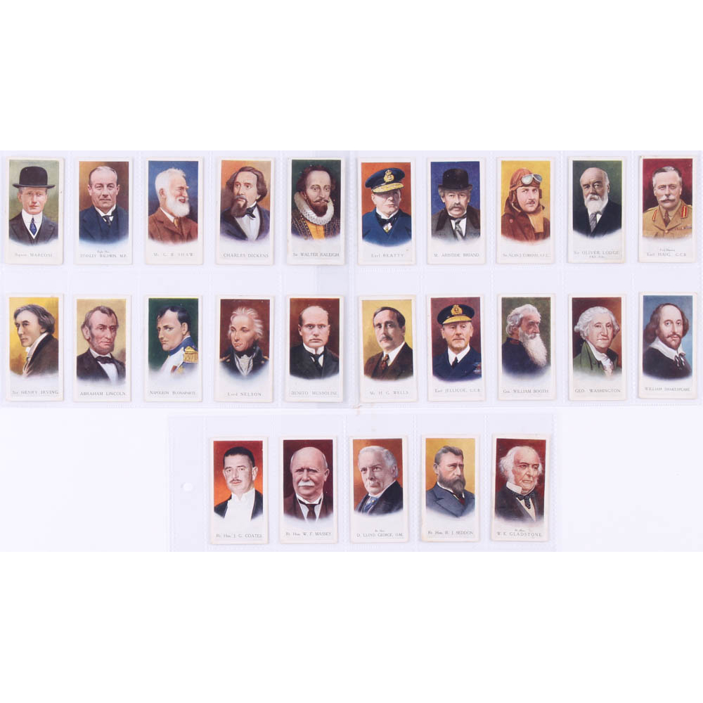 1927 Carrera's "Famous Men" Complete Set of (25) Trading Cards with #7 ...