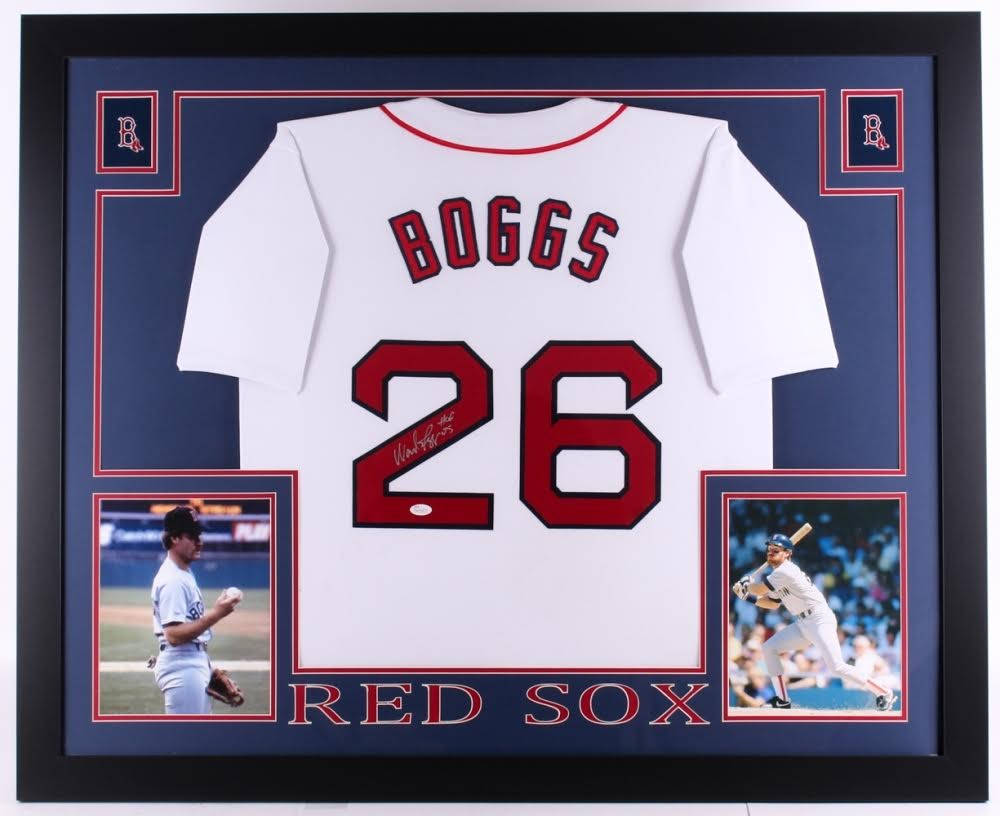 Wade Boggs Signed Boston Red Sox 35x43 Custom Framed Jersey Inscribed "HOF 05" (JSA COA ...