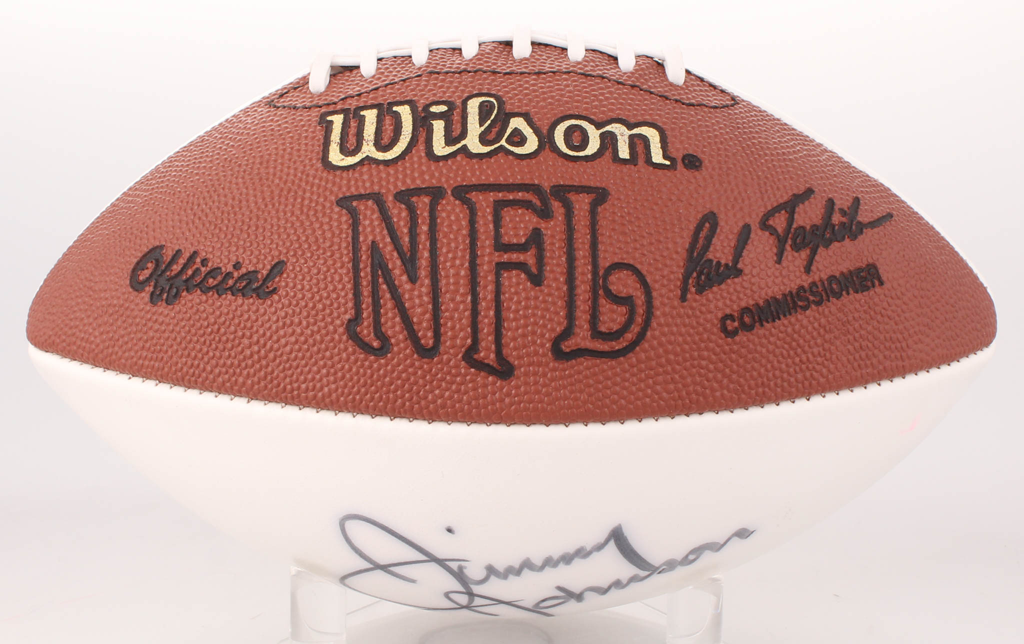Jimmy Johnson Signed Full-Size NFL White Panel Football (JSA COA ...