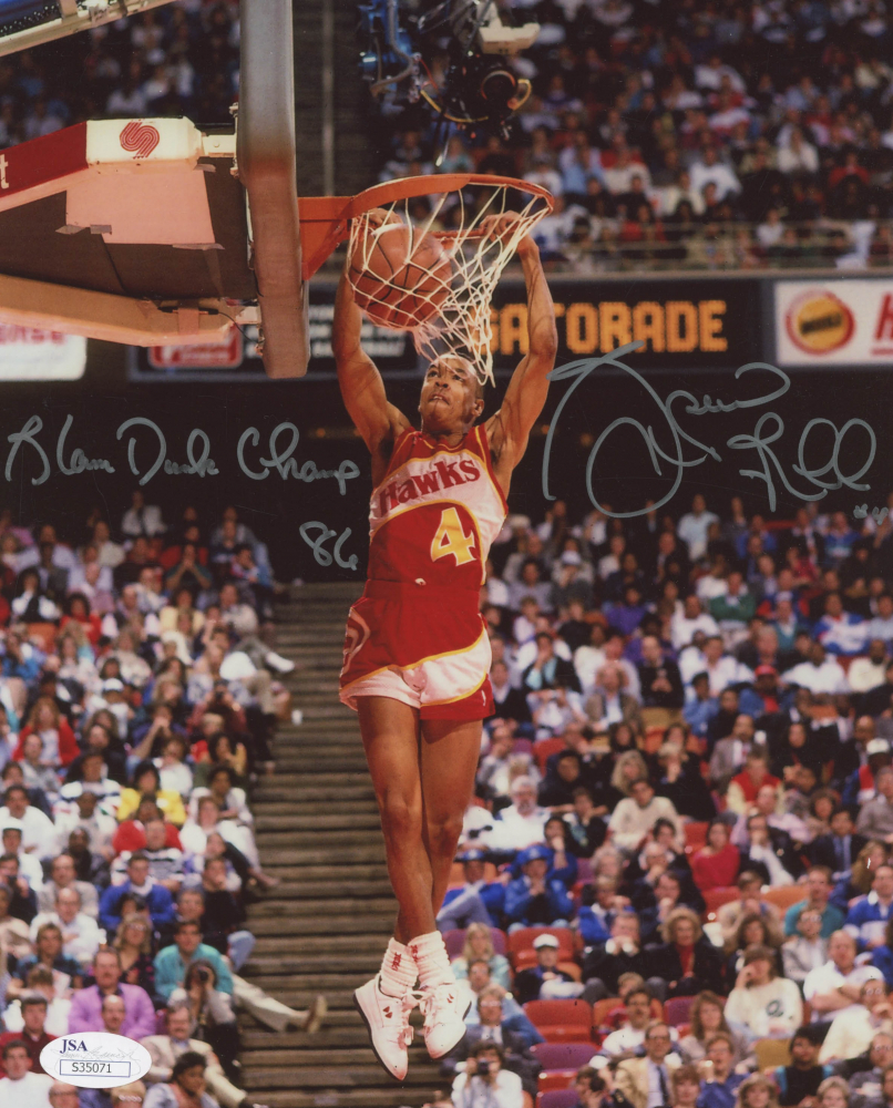 Spud Webb Signed Atlanta Hawks 8x10 Photo Inscribed "Slam Dunk Champ 86 ...