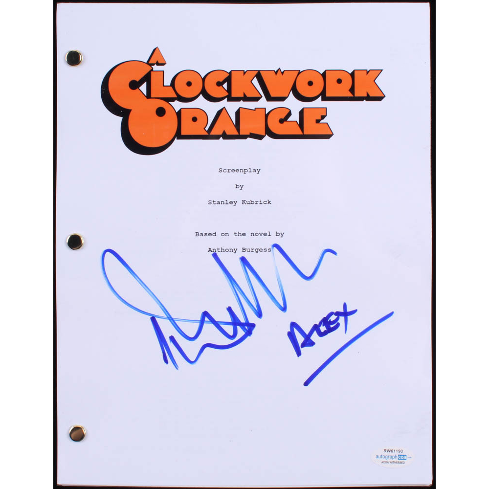 Malcolm McDowell Signed "A Clockwork Orange" Full Movie Script ...