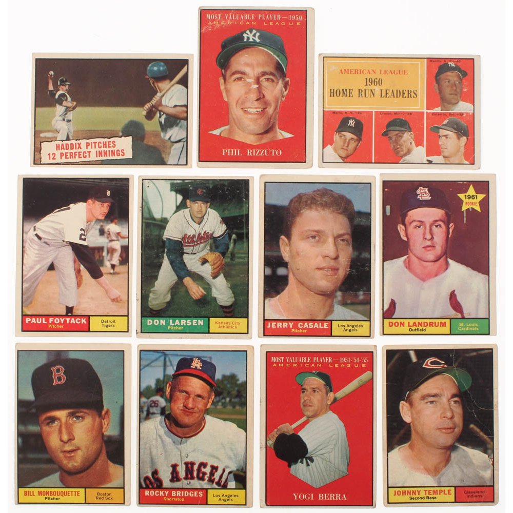 Lot of (11) 1961 Topps Baseball Cards with #44 AL Home Run Leaders ...