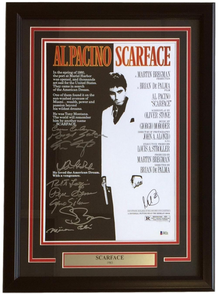 "Scarface" 18x26 Custom Framed Photo Display Signed by (10) withl ...