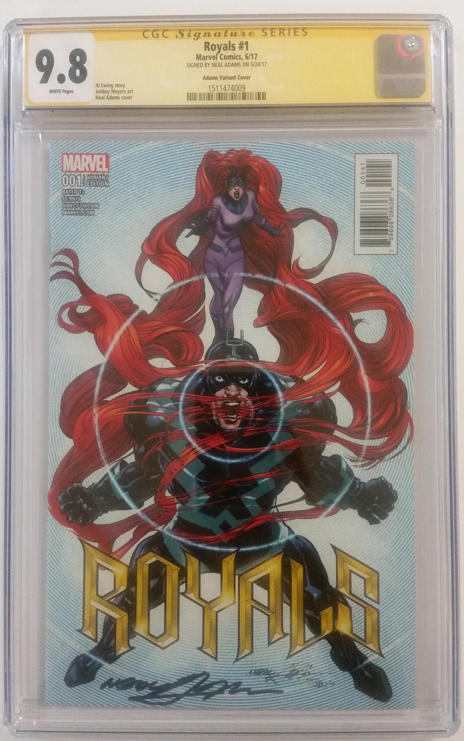 Neal Adams Signed 2017 "Royals" Issue #1E Variant Marvel Comic Book (CGC Encapsulated - 9.8 ...