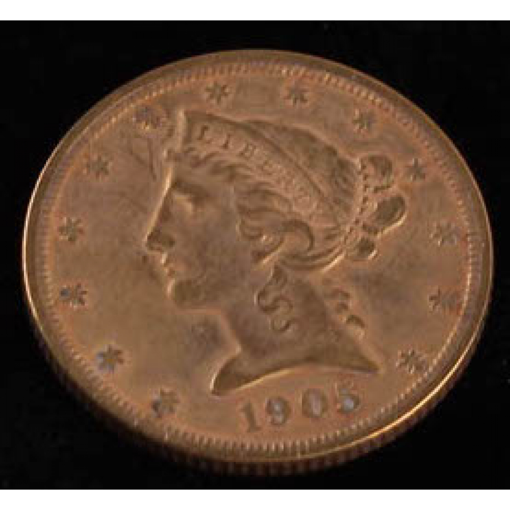 1905 $5 Five Dollars Liberty Head Half Eagle Gold Coin | Pristine Auction
