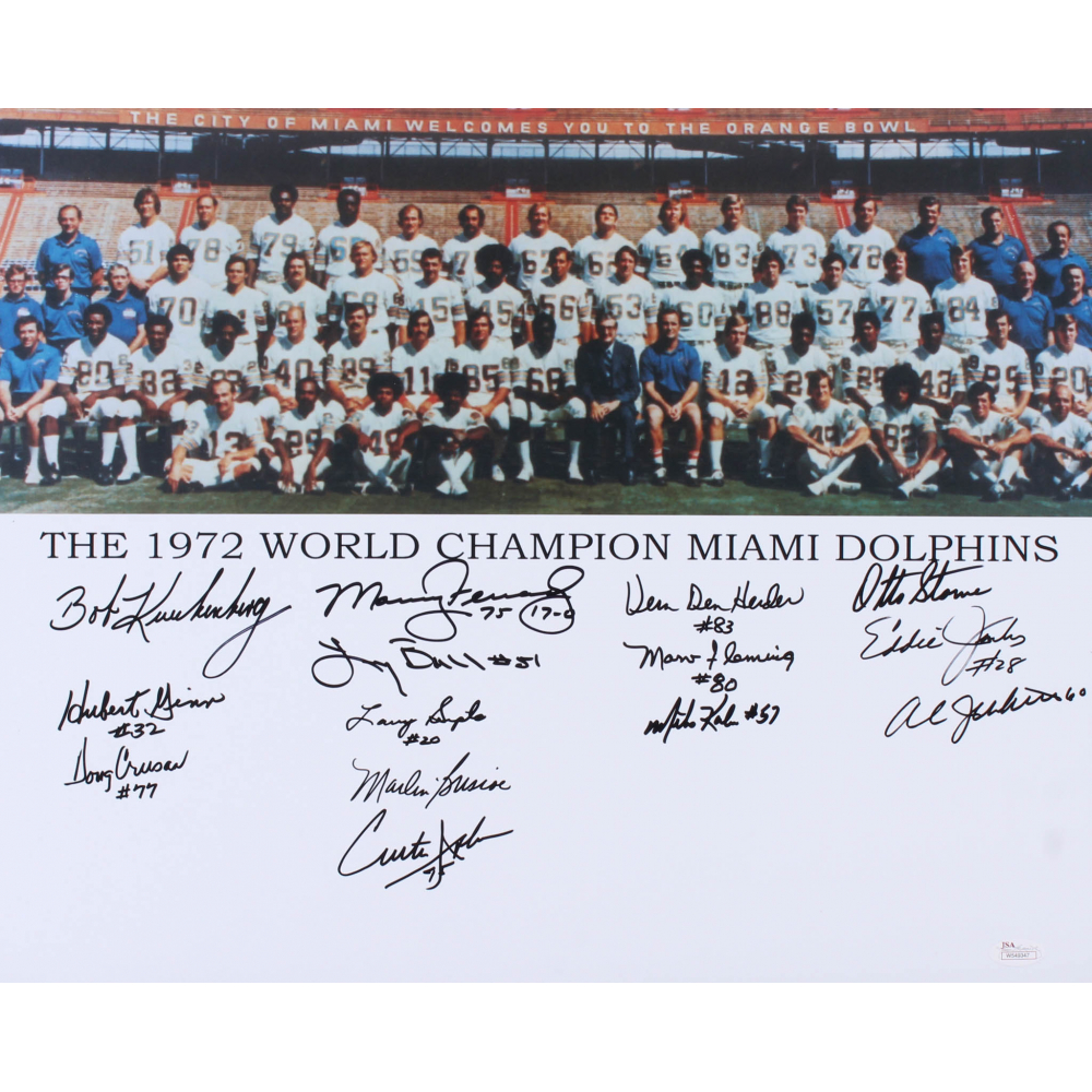 Miami Dolphins 1972 World Champions 16x20 Photo Signed By (14) With Bob ...