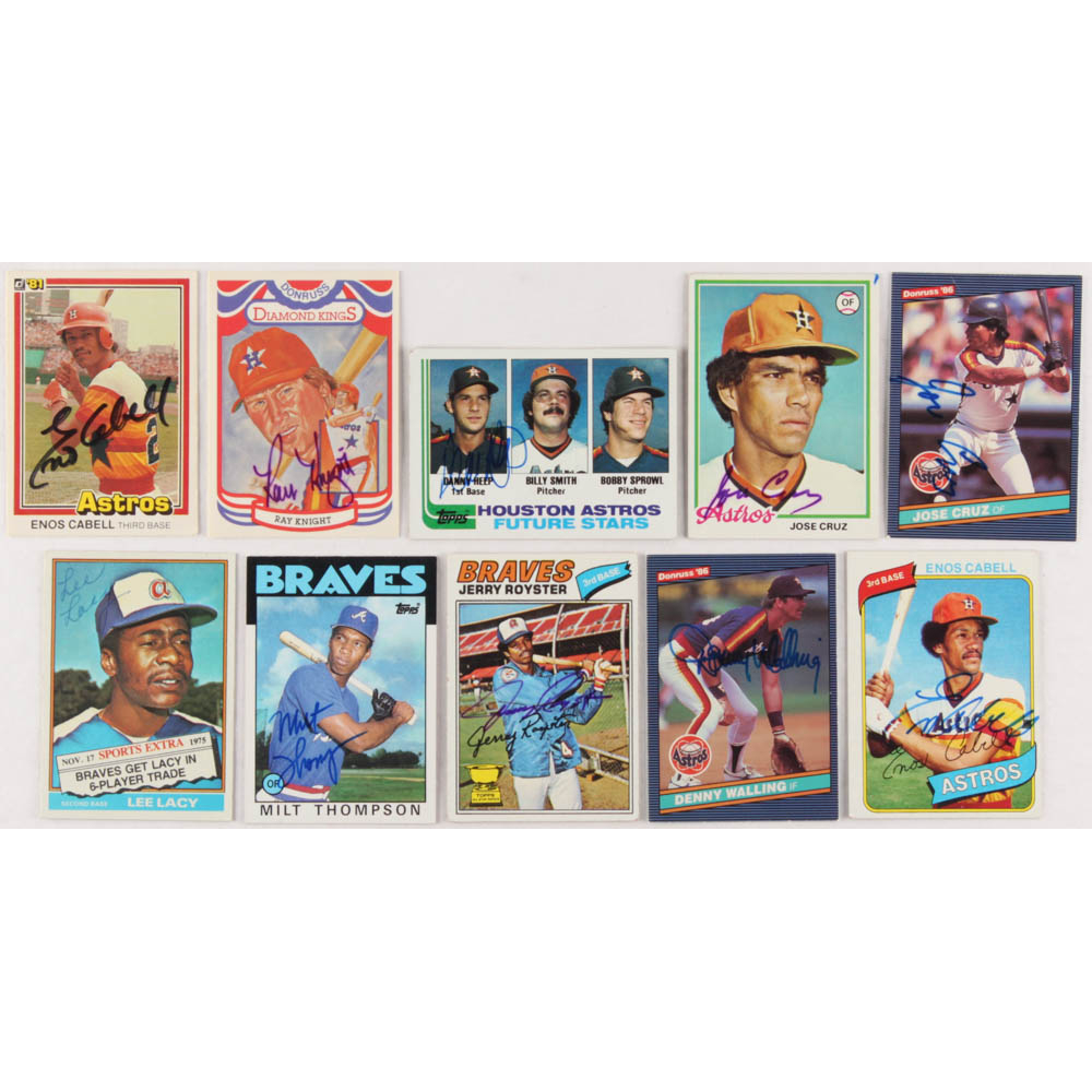Lot of (10) Signed Baseball Cards with Enos Cabell, Ray Knight, Danny ...