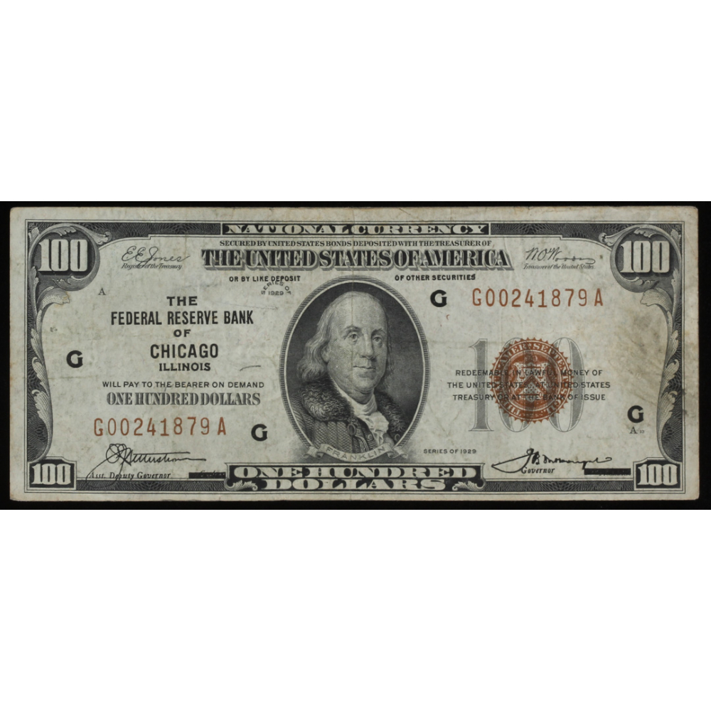 1929 $100 One Hundred Dollars U.S. National Currency Bank Note with Brown Seal (The Federal ...